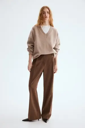H&M Tailored Trousers With Straight Legs - Brown