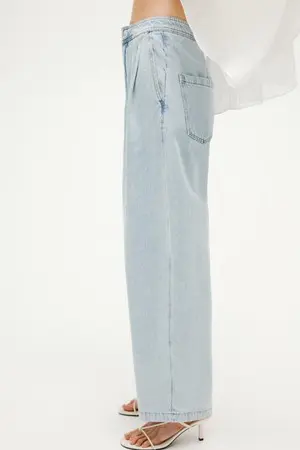 H&m Barrel High Waist Ankle Jeans - Light Denim Blue