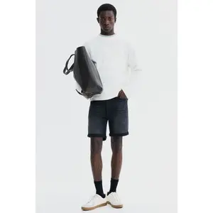 H&m Slim Fit Denim Shorts With Turn-up Hems - Denim Black