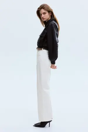 H&M Straight Leg High Waist Jeans With Textured Belt
