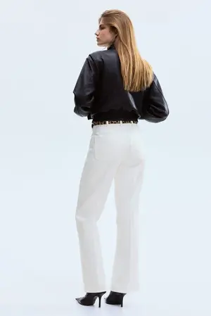 H&M Straight Leg High Waist Jeans With Textured Belt