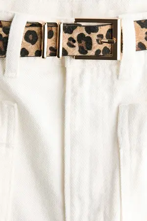 H&M Straight Leg High Waist Jeans With Textured Belt
