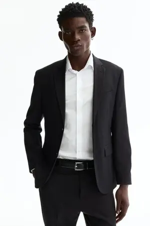 H&M Slim Fit Single-breasted Jacket - Black