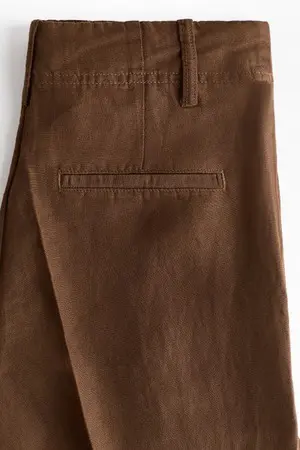 H&m Tapered Linen-blend Trousers - Brown