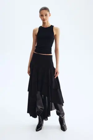H&m Tiered High-low Skirt