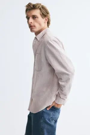 H&M Regular Fit Oxford Shirt - Red/striped
