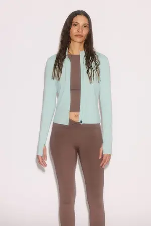 H&m Softmove™ Zip-through Sports Jacket - Amazonite Blue