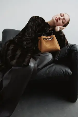 H&m Drawstring Detail Shoulder Bag With Croc Effect