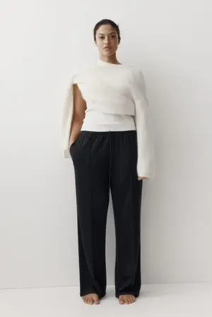 H&m Wide Crease-front Joggers - Black