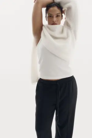 H&m Wide Crease-front Joggers - Black