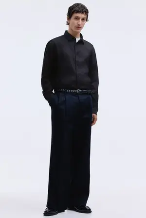 H&m Slim Fit Linen Shirt - Black