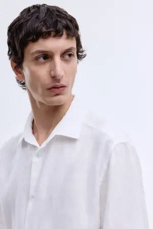 H&M Slim Fit Linen Shirt - White