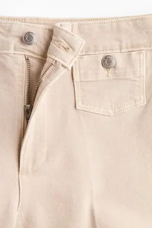 H&m Wide High Waist Ankle Jeans - Light Beige