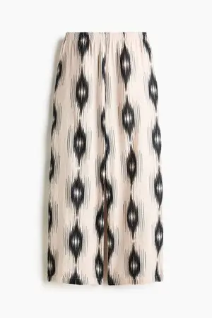 H&m Straight-leg Cotton Muslin Pants - Light Beige/patterned