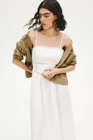 H&m Tie-strap Cotton Midi Dress - White