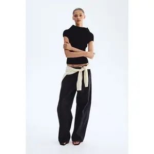 H&m Short Sleeve Turtleneck Top - Black