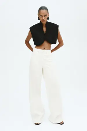 H&m Wide Leg High Waist Jeans - White