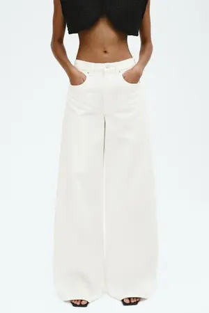 H&m Wide Leg High Waist Jeans - White
