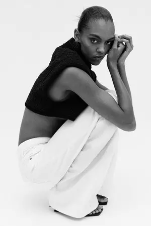 H&m Wide Leg High Waist Jeans - White