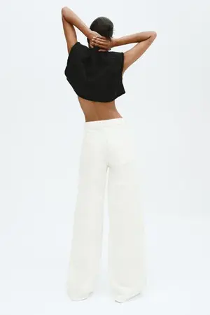 H&m Wide Leg High Waist Jeans - White