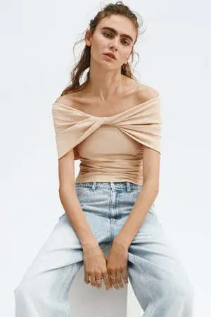 H&m Twist Detail Off-the-shoulder Top