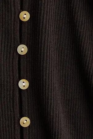 H&m Ribbed Henley Top With Buttons
