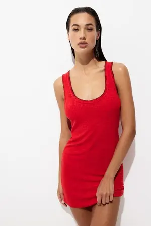 H&m Rib-knit Dress With Contrast Whipstitching