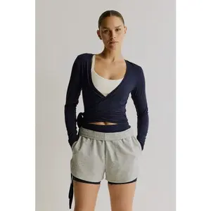 H&M Modal Jersey Wrap Sports Top - Navy Blue