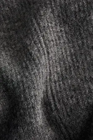 H&m Rib-knit Peplum Top With Boat Neckline - Dark Gray