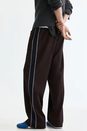 H&m Relaxed Fit Track Pants - Brown/stripes