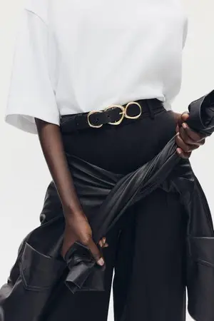 H&m Belt With Asymmetrical Ring Buckle - Black