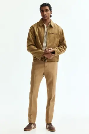 H&m Slim Fit Linen Suit Trousers - Beige