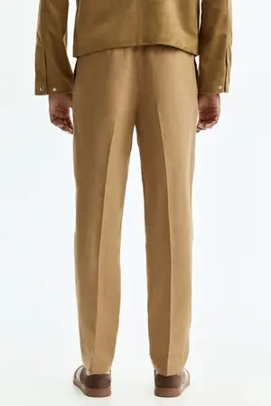 H&m Slim Fit Linen Suit Trousers - Beige