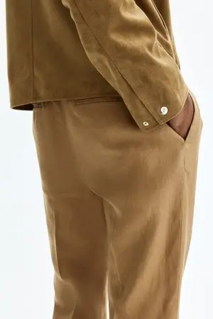 H&m Slim Fit Linen Suit Trousers - Beige