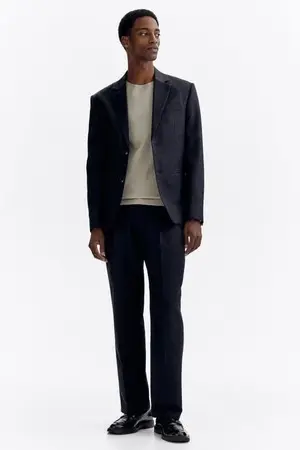 H&m Regular Fit Twill Suit Trousers - Black