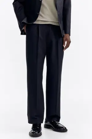 H&m Regular Fit Twill Suit Trousers - Black