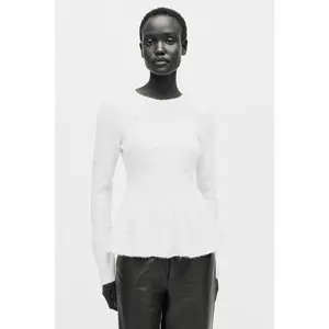 H&M Embellished Peplum Knit Top - Cream