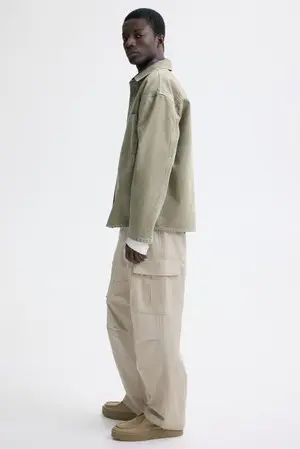 H&M Relaxed Fit Cotton Cargo Trousers - Light Beige