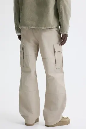 H&M Relaxed Fit Cotton Cargo Trousers - Light Beige