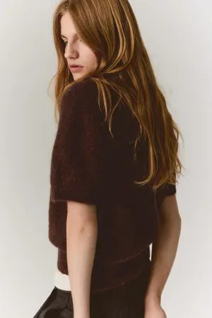 H&m Alpaca-blend Knit Polo Shirt - Dark Brown