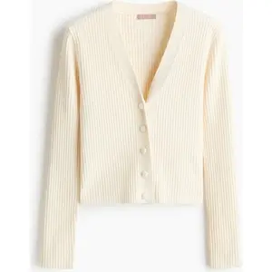 H&m Rib-knit V-neck Cardigan - Cream