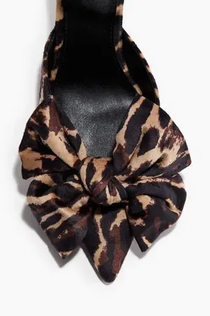 H&m Velour Court Shoes With Bow Detailing And Ankle Strap