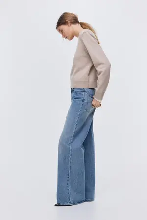 H&M Fine Knit Shoulder-pad Jumper - Light Taupe