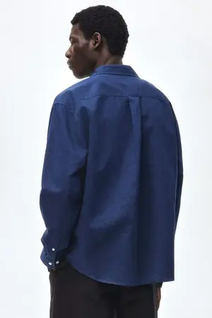 H&M Relaxed Fit Linen-blend Shirt - Dark Blue