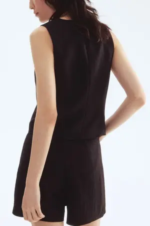 H&m Short Waistcoat - Black