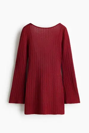 H&m Textured Knit Boat Neck Beach Dress
