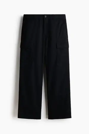 H&M Relaxed Fit Cotton Cargo Trousers - Black