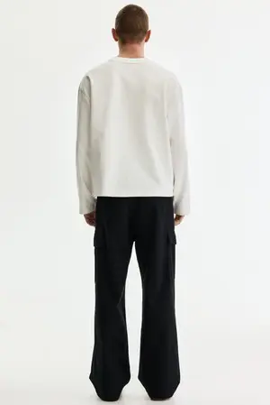 H&M Relaxed Fit Cotton Cargo Trousers - Black
