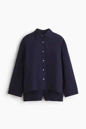 H&m Pyjama Shirt And Shorts - Dark Blue
