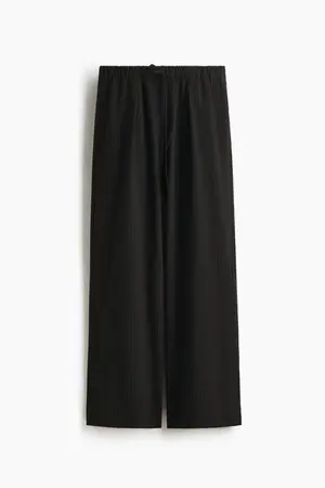 H&m Loose-fit Pull-on Trousers With Drawstring Waist - Black/pinstriped